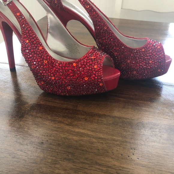 Shoes | Custom Red Crystal Heels | Poshmark